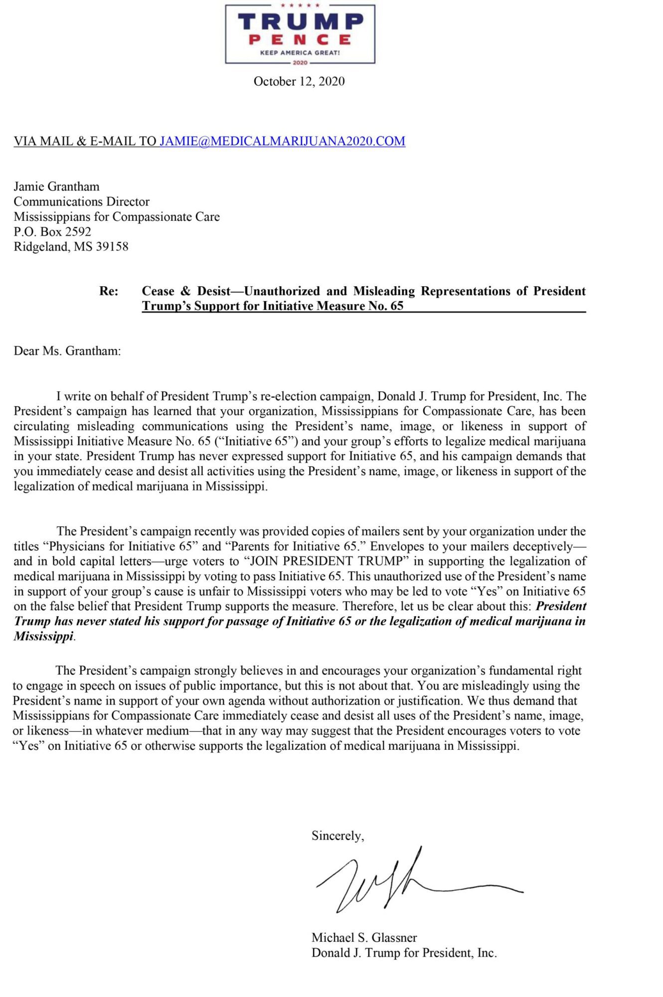 Trump Campaign issues “Cease and Desist Letter” to Pro-65 Group ...