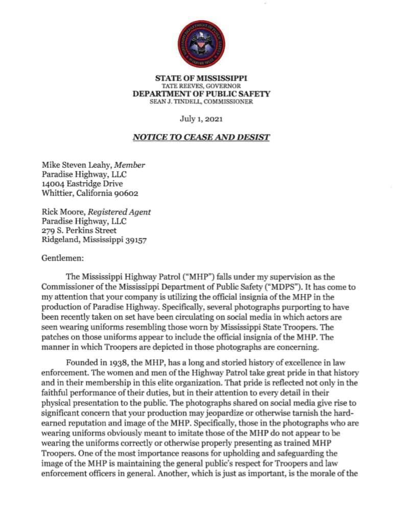 DPS Commissioner tells movie company the "hard-earned reputation" of ...